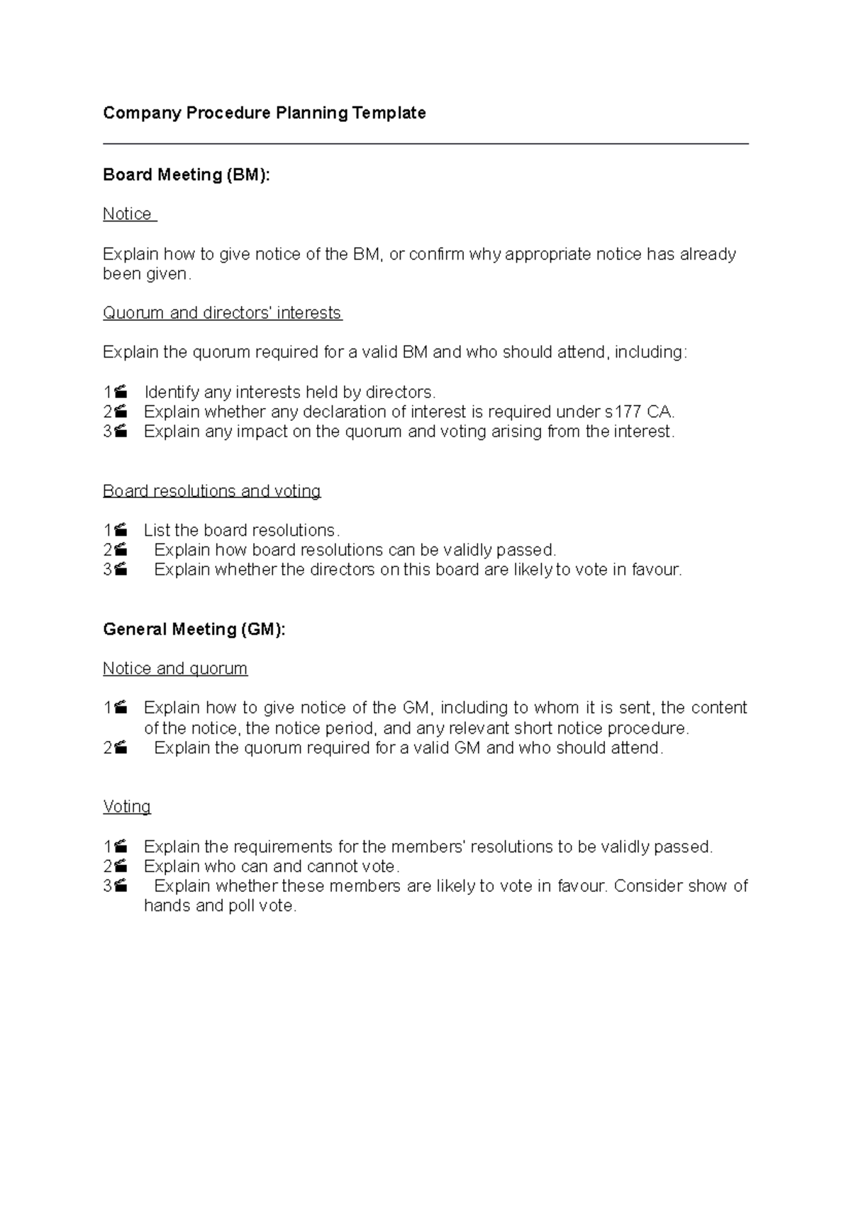 Meeting Procedure Template - Derby - Studocu