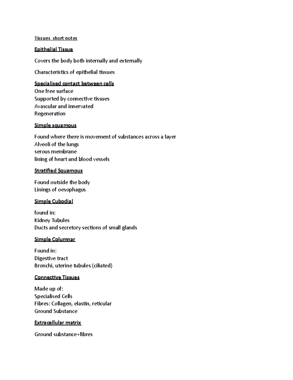 Tissues Short Notes Studocu tissues-short-notes-studocu