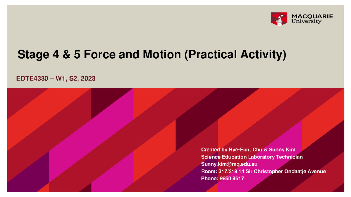 Force and Motion Experiment Slides-2023 - Stage 4 & 5 Force and Motion ...