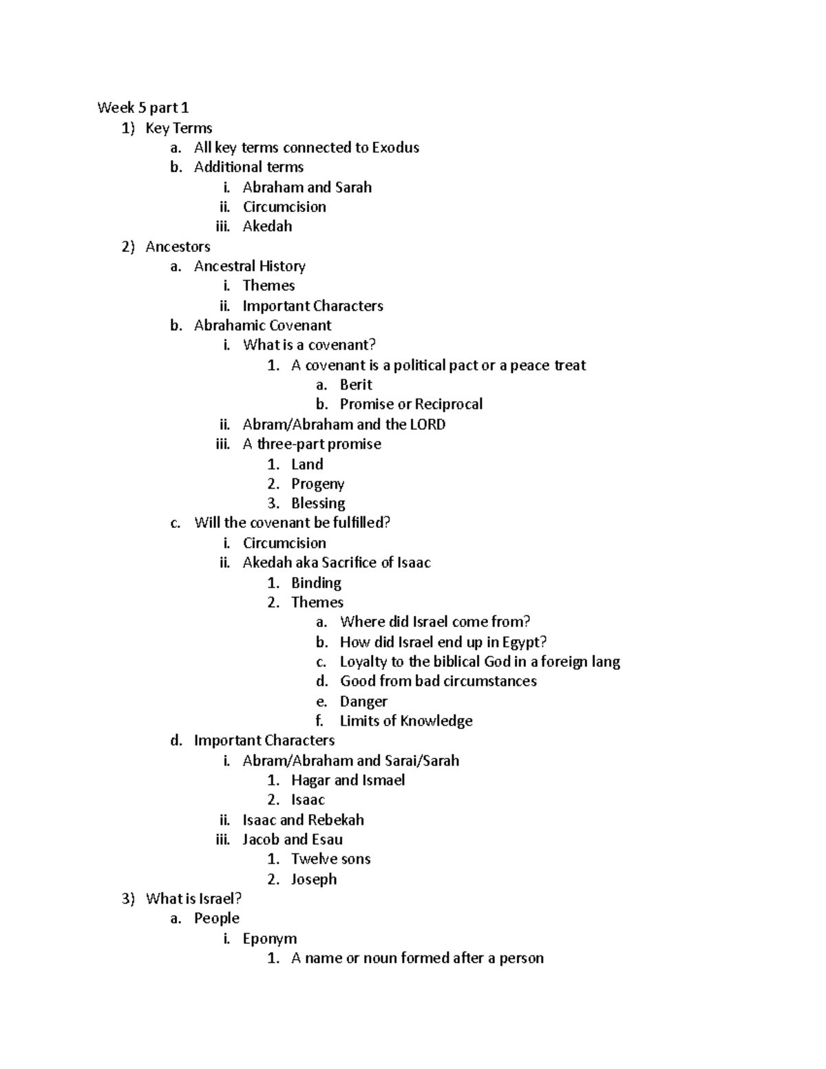 Week 5 part 1 - Week 5 Lecture Notes Part 1 - Week 5 part 1 1) Key ...