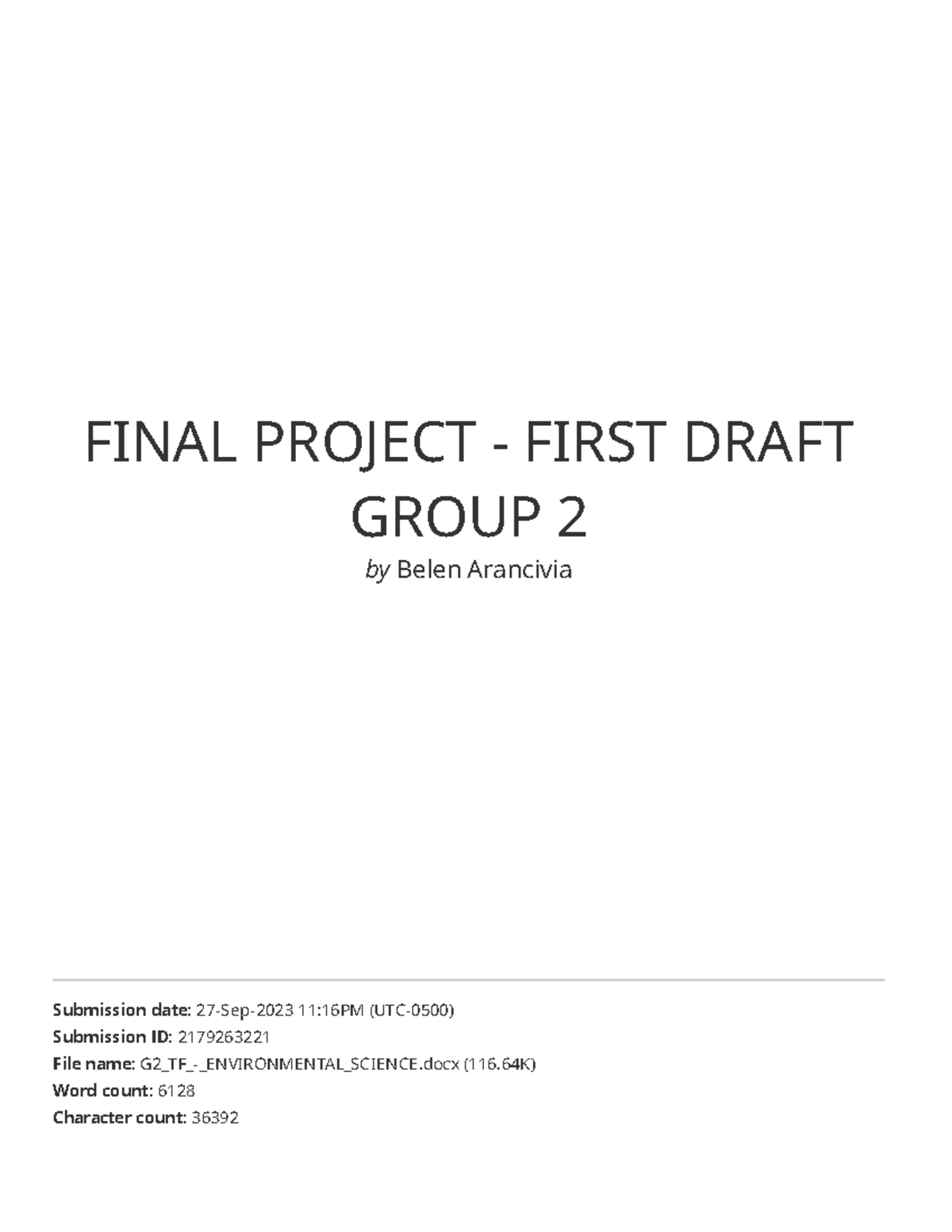 Final Project - First Draft - Environmental Sciences - FINAL PROJECT ...