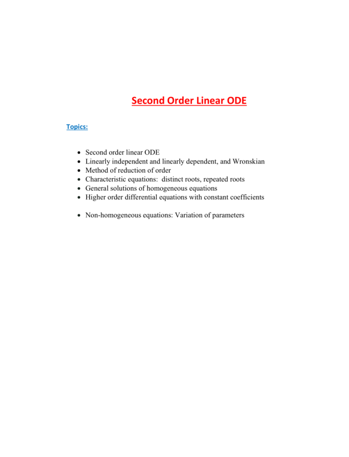 Final Second order ode - This course(Linear Algebra and Ordinary ...