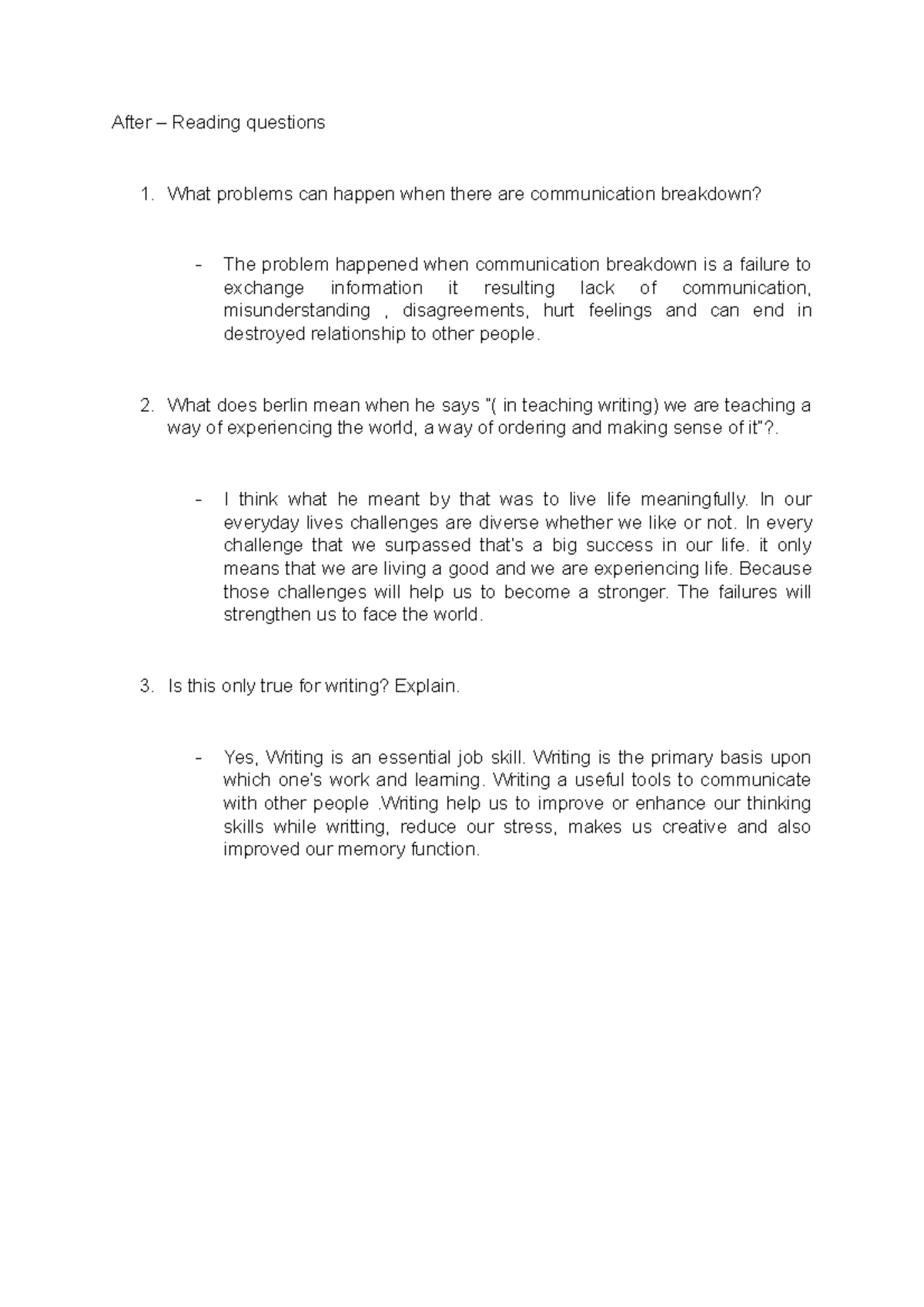 Document (1) - acdadcse - After – Reading questions What problems can ...