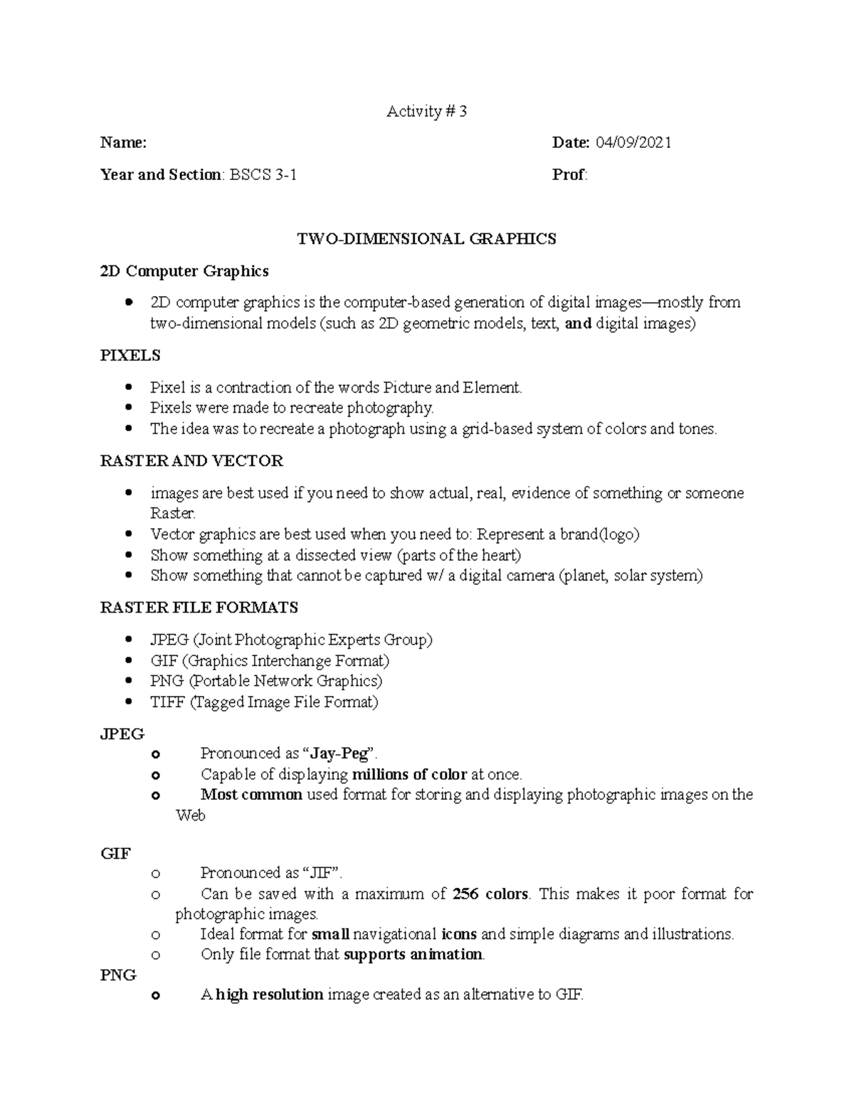 Two Dimensional Graphics - BS in Computer Science - Studocu