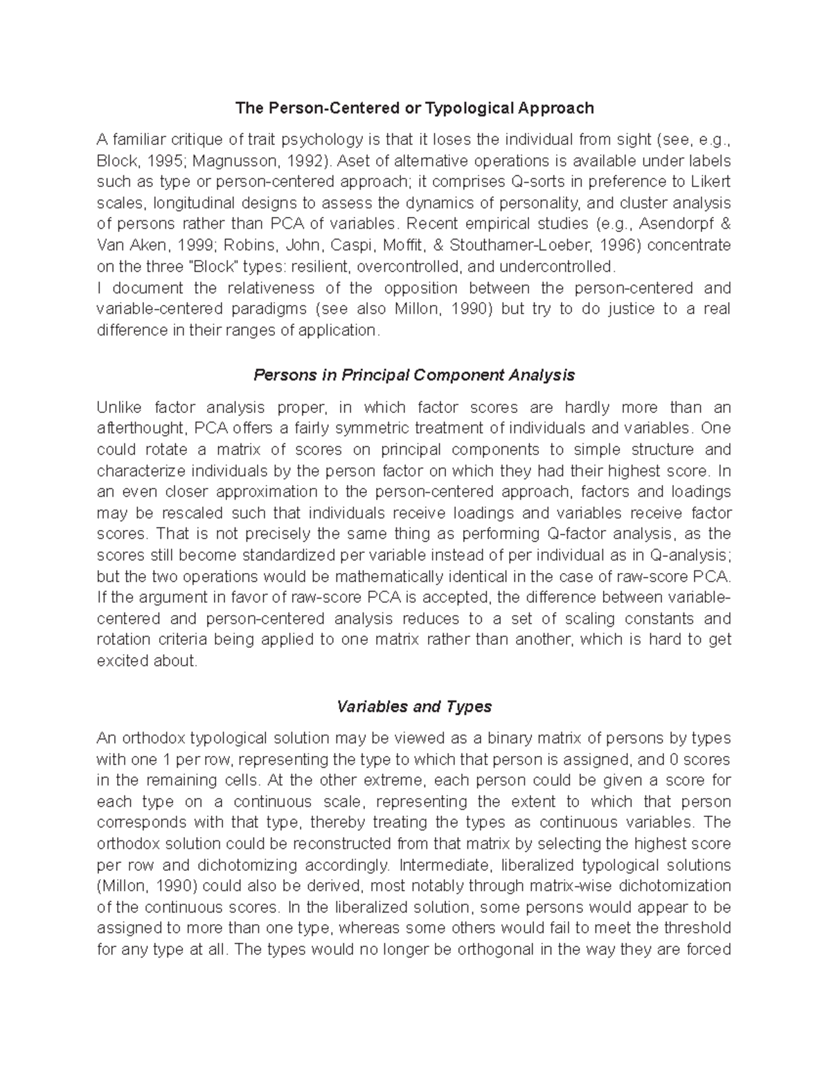 Structures of Personality Traits - The Person-Centered or Typological ...