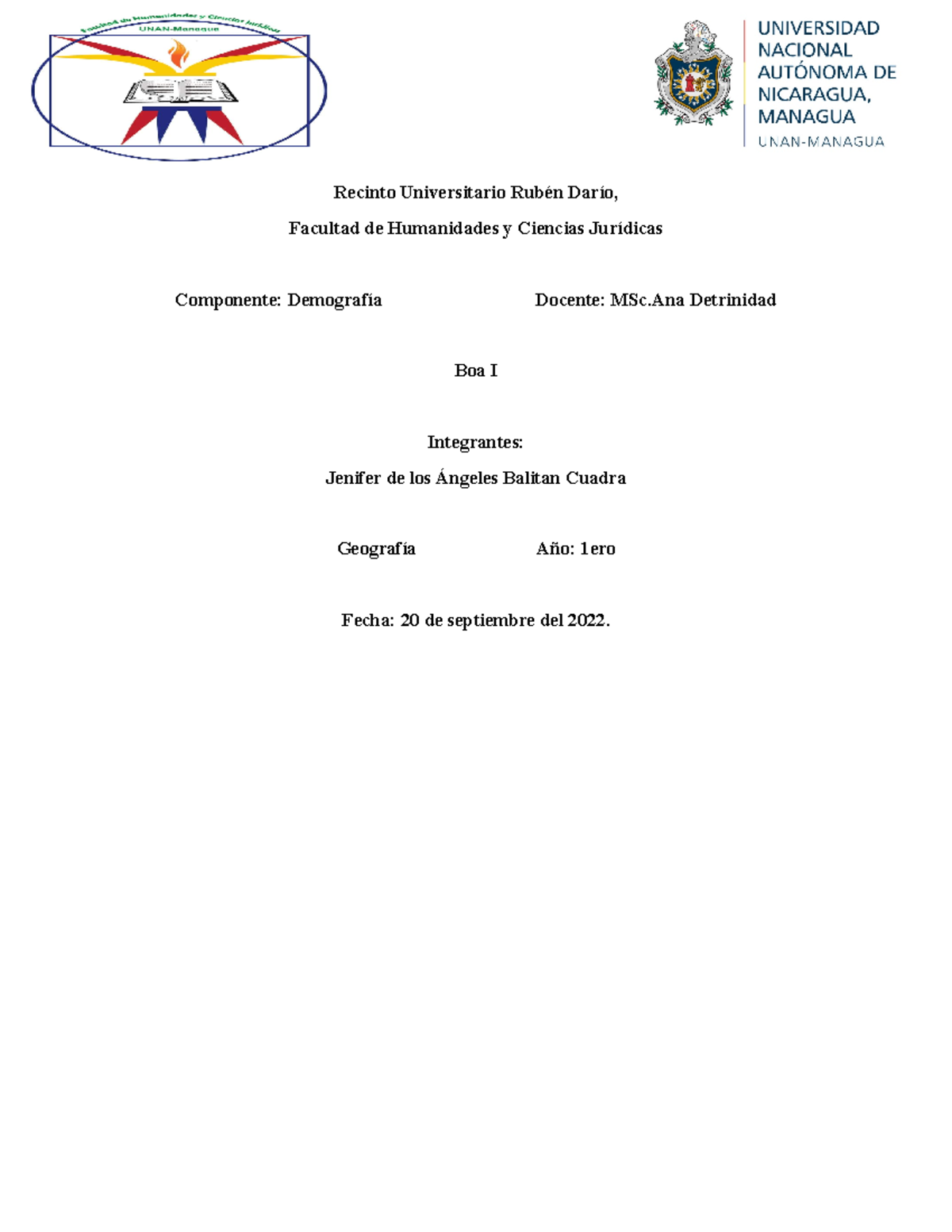 BOA 1 - dasasd - Recinto Universitario Rubén Darío, Facultad de ...
