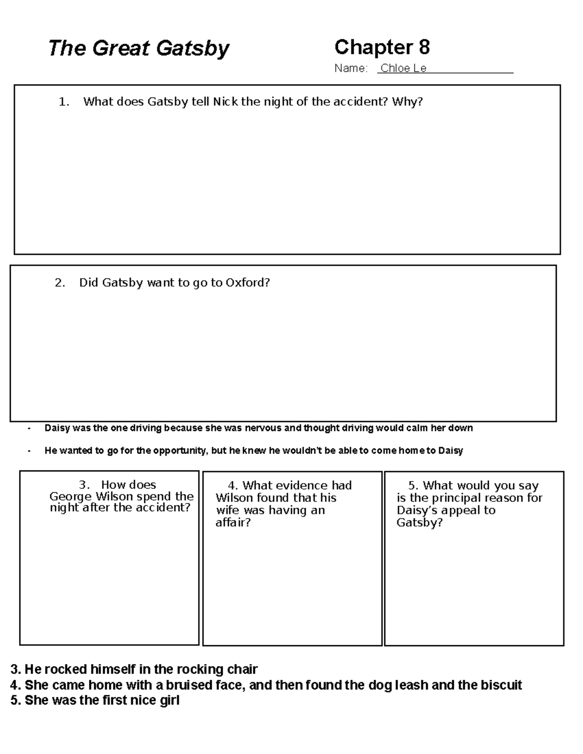 Copy of Ch 8 - n/a - The Great Gatsby Chapter 8 Name: Chloe Le - Daisy ...