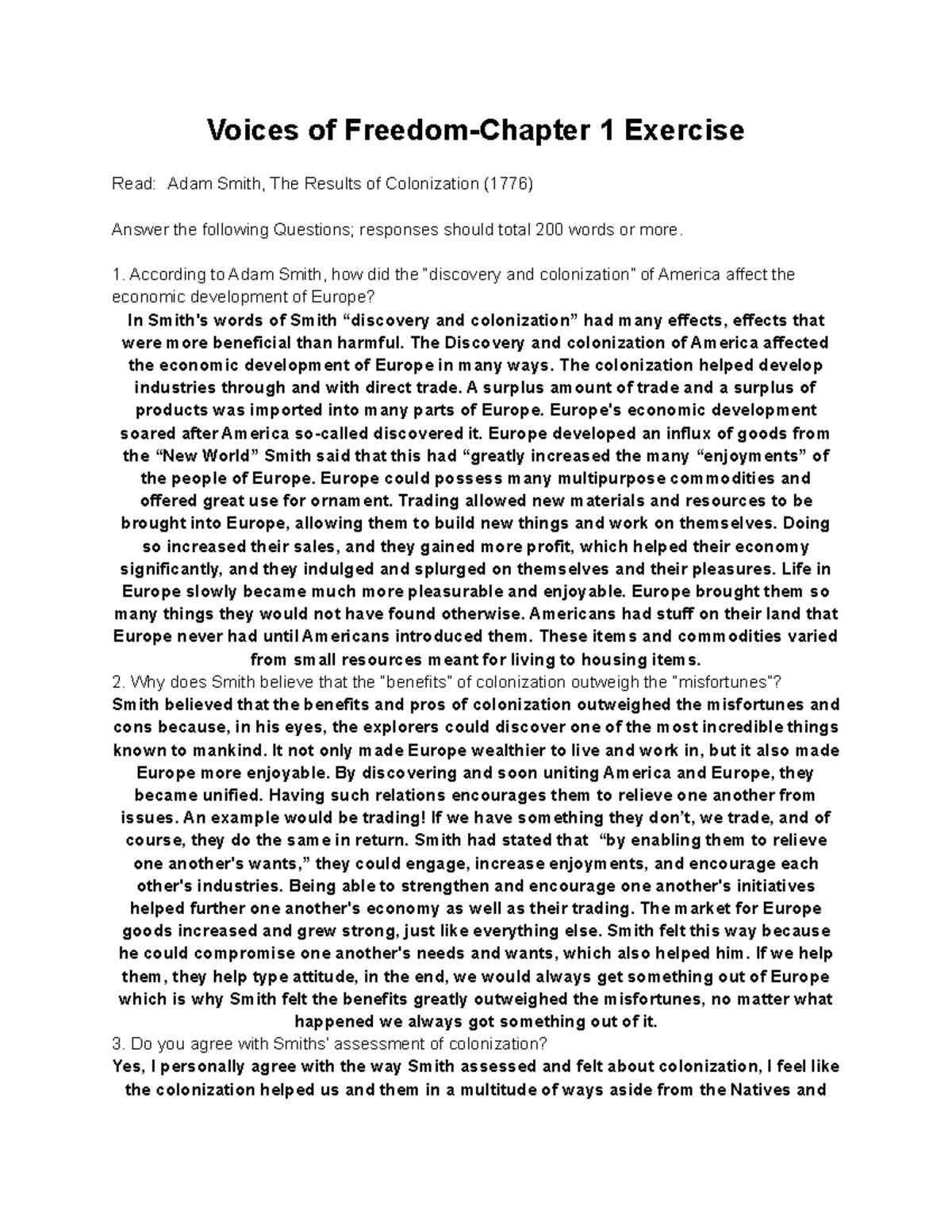 Voices of Freedom-Chapter 1 Exercise - Voices of Freedom-Chapter 1 ...