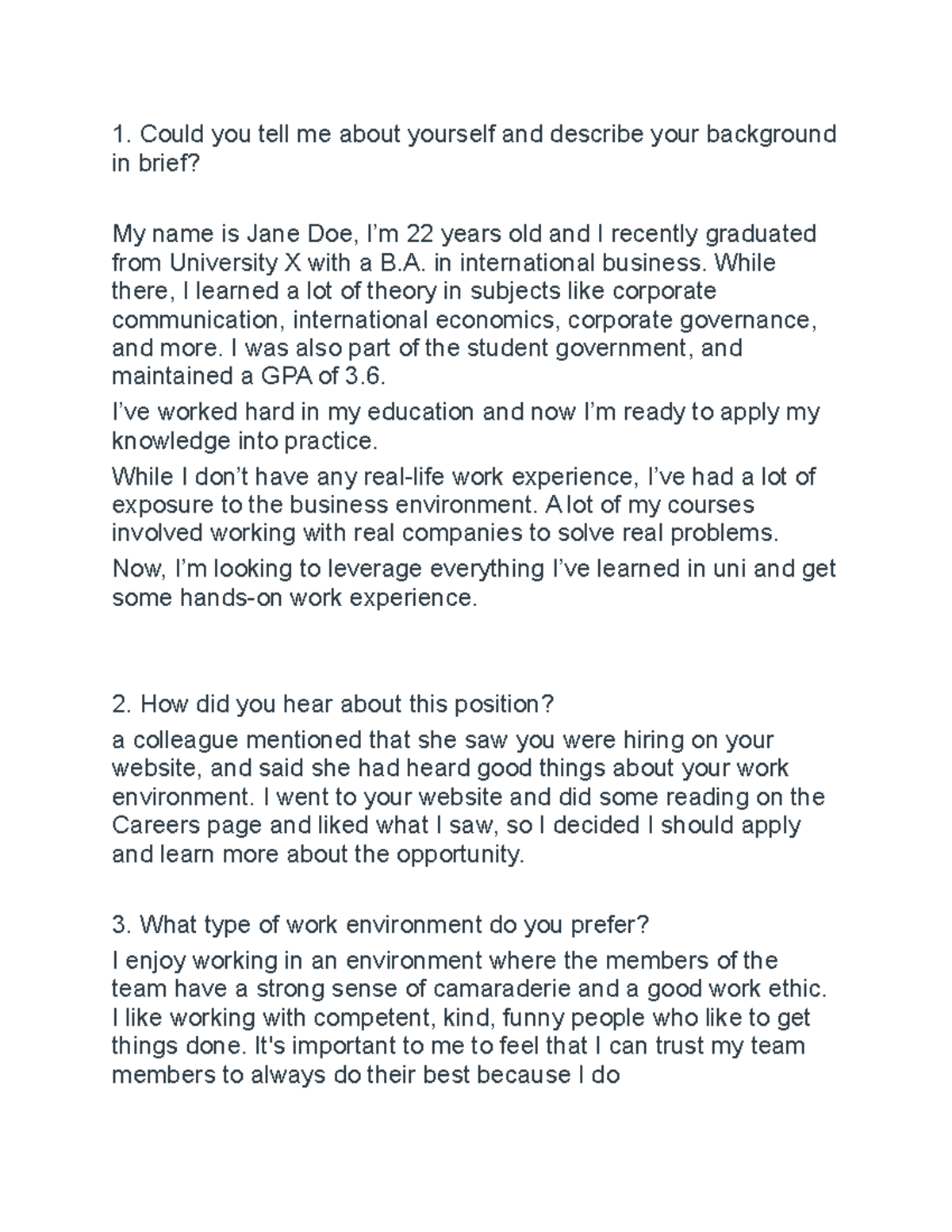 MOCK Interview WRCC - hhh - Could you tell me about yourself and ...