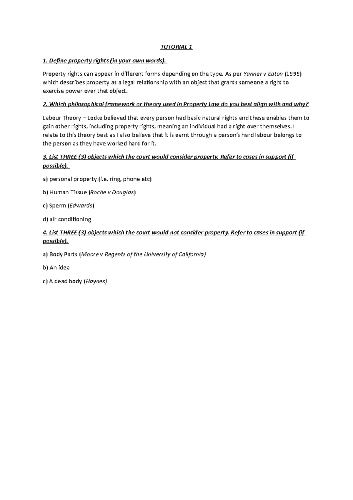 Property tutorial 1 - TUTORIAL 1 1. Deine property rights (in your own ...