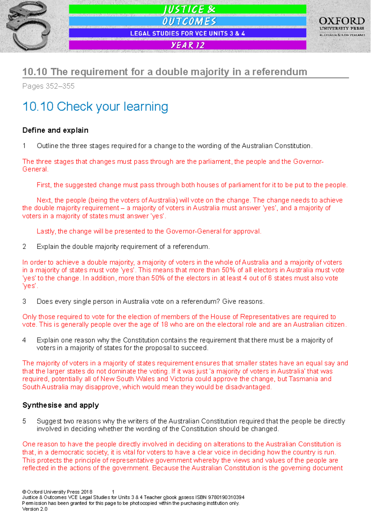 DM - Lecture notes 1-4 - 10 The requirement for a double majority in a ...