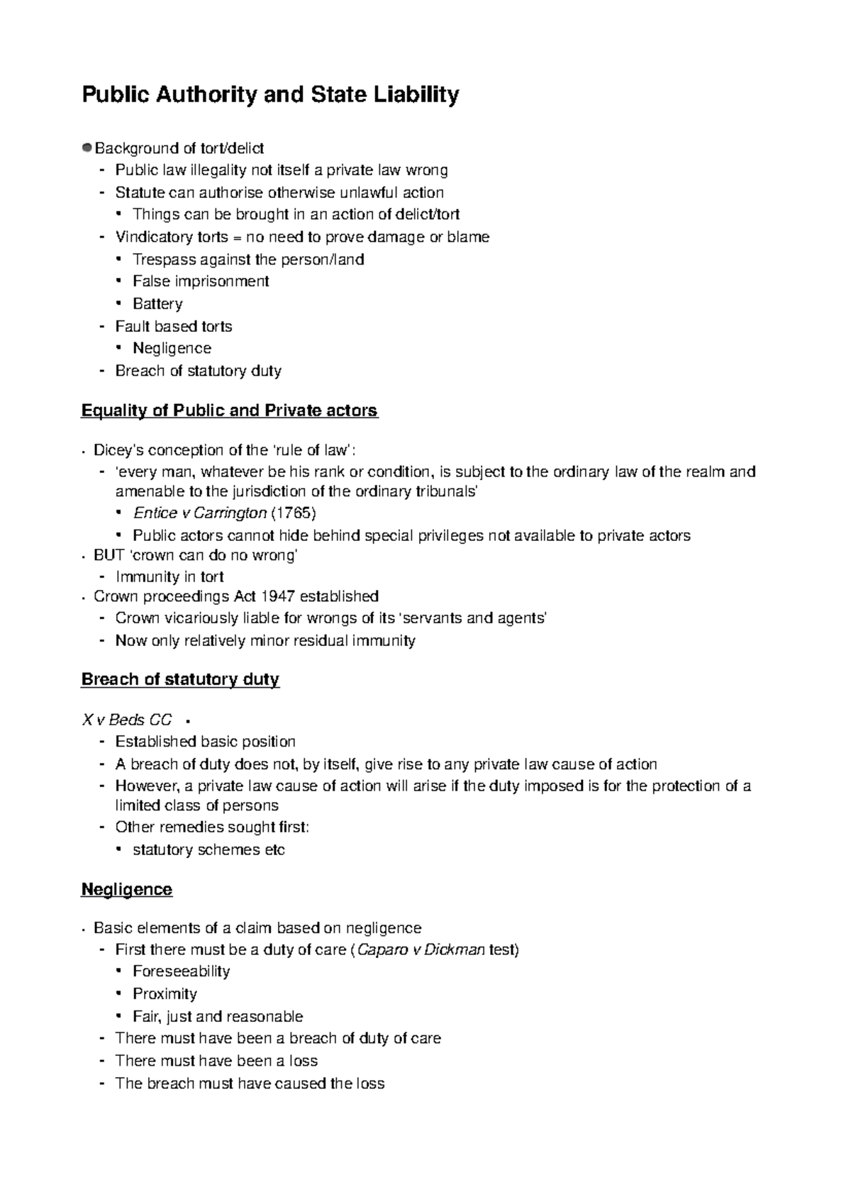16. Public authority liability - LAW2010 - Studocu