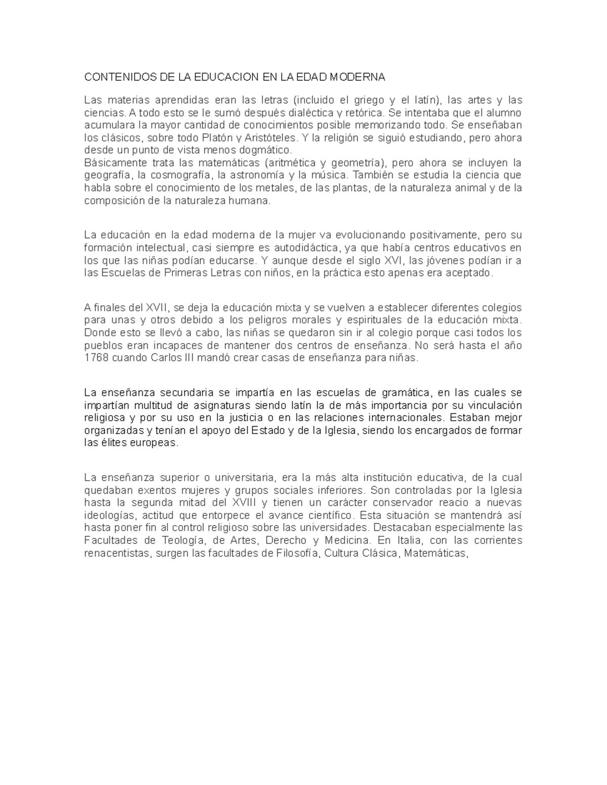 Educación en la época de la EDAD Moderna - CONTENIDOS DE LA EDUCACION ...