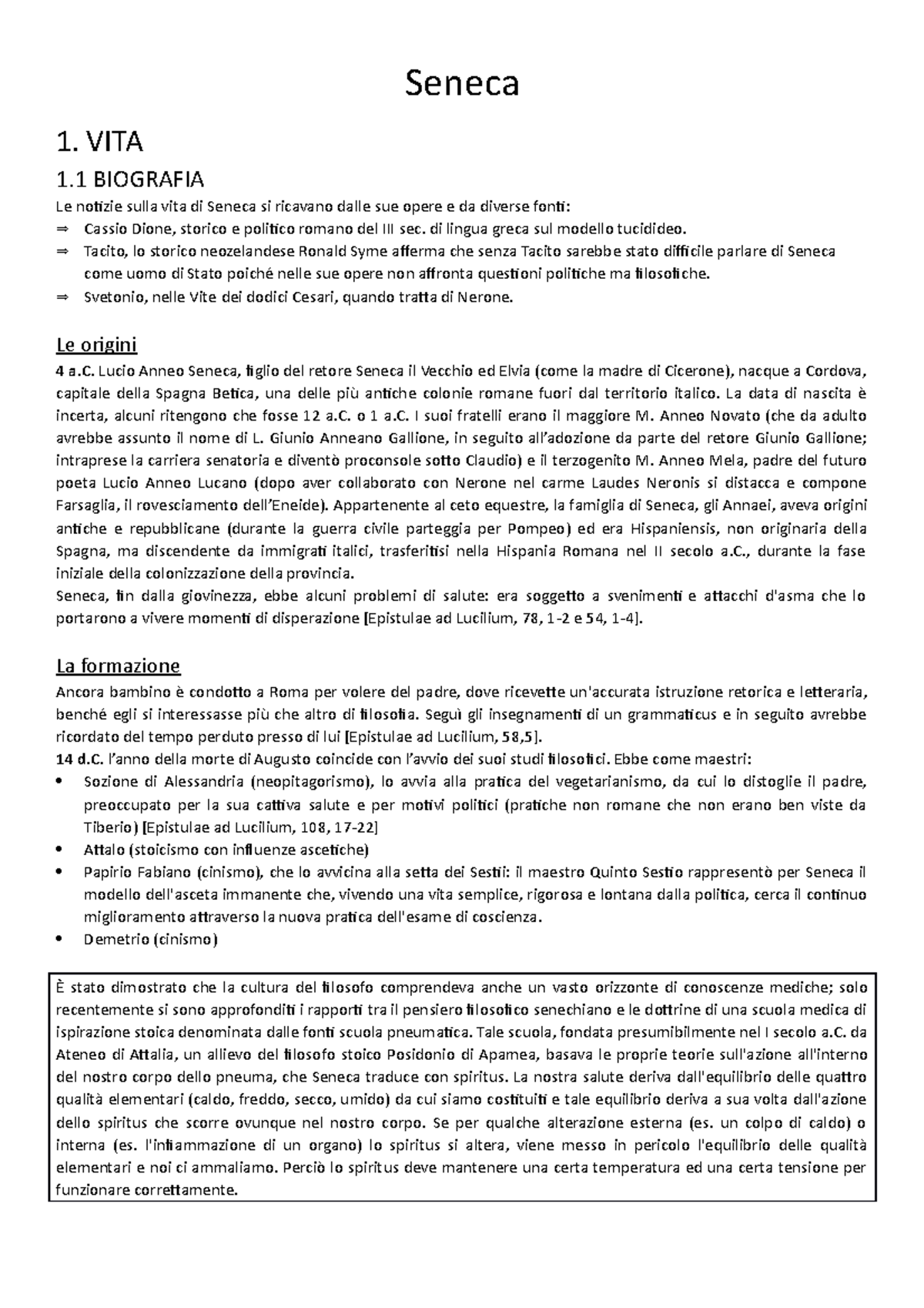 Seneca - latinoo - Seneca 1. VITA 1 BIOGRAFIA Le notizie sulla vita di ...