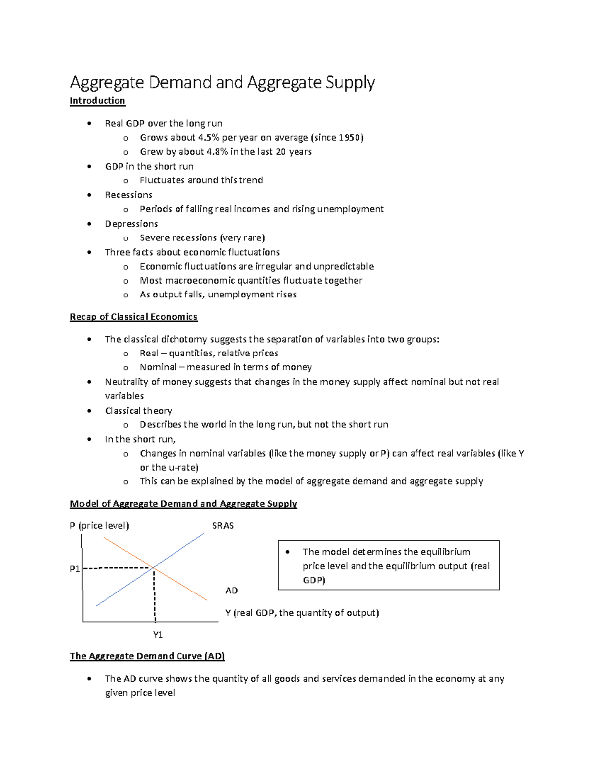 Econ 100.1 LE 3 Notes - Macroeconomics - Aggregate Demand and Aggregate ...