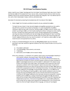 PSY 375 Project Two Milestone - Next, using the Shapiro Library or ...