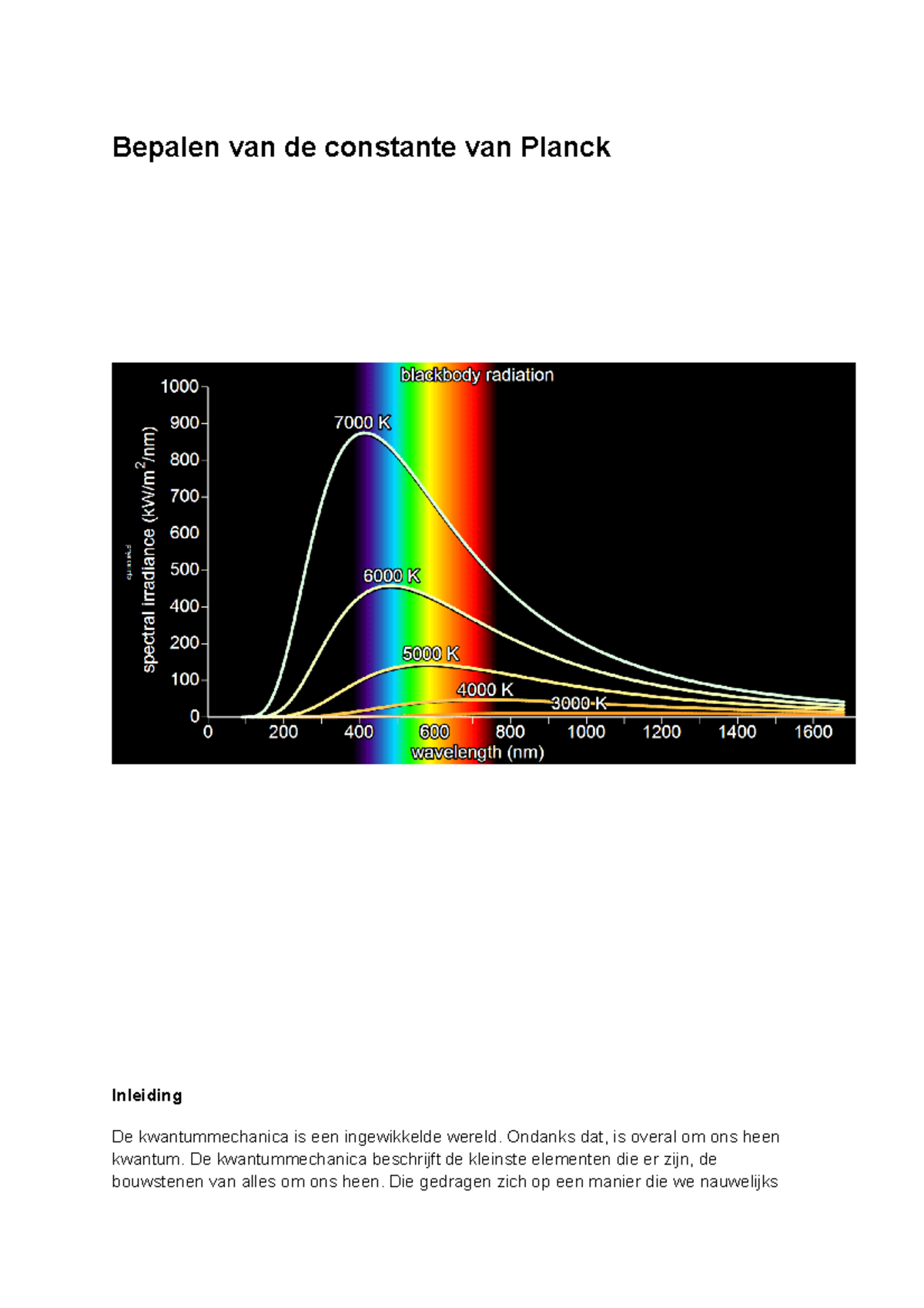 Natuurkunde practicum: Planck kromme - Bepalen van de constante van ...