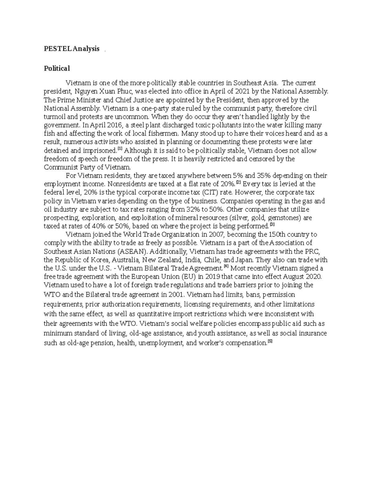 MGT 357 - Vietnam Political Report - PESTEL Analysis Political Vietnam ...