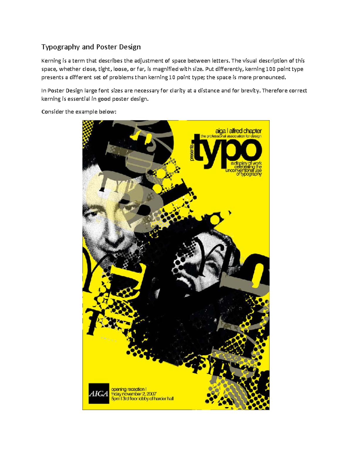 Typography and Poster Design - Typography and Poster Design Kerning is ...