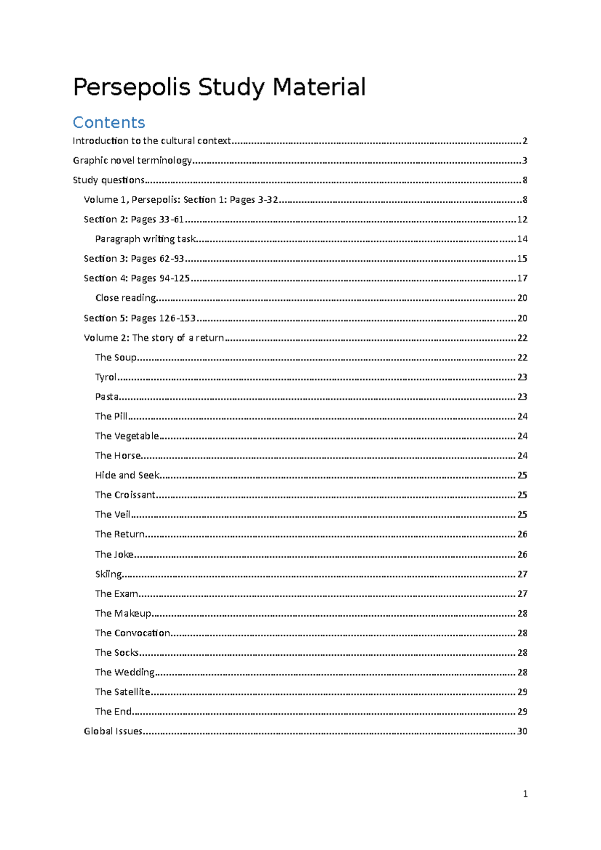 Persepolis Study Material - Persepolis Study Material Graphic novel ...