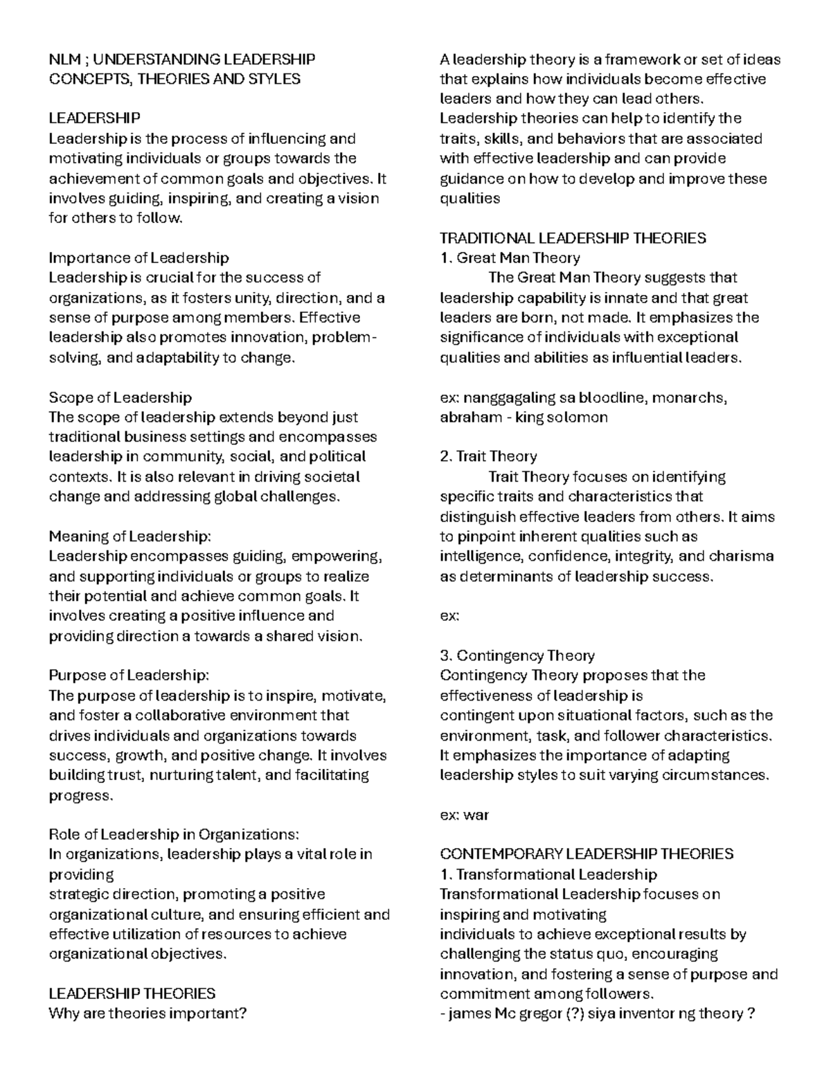Lecture 1 Nursing Leadership Management - NLM ; UNDERSTANDING ...