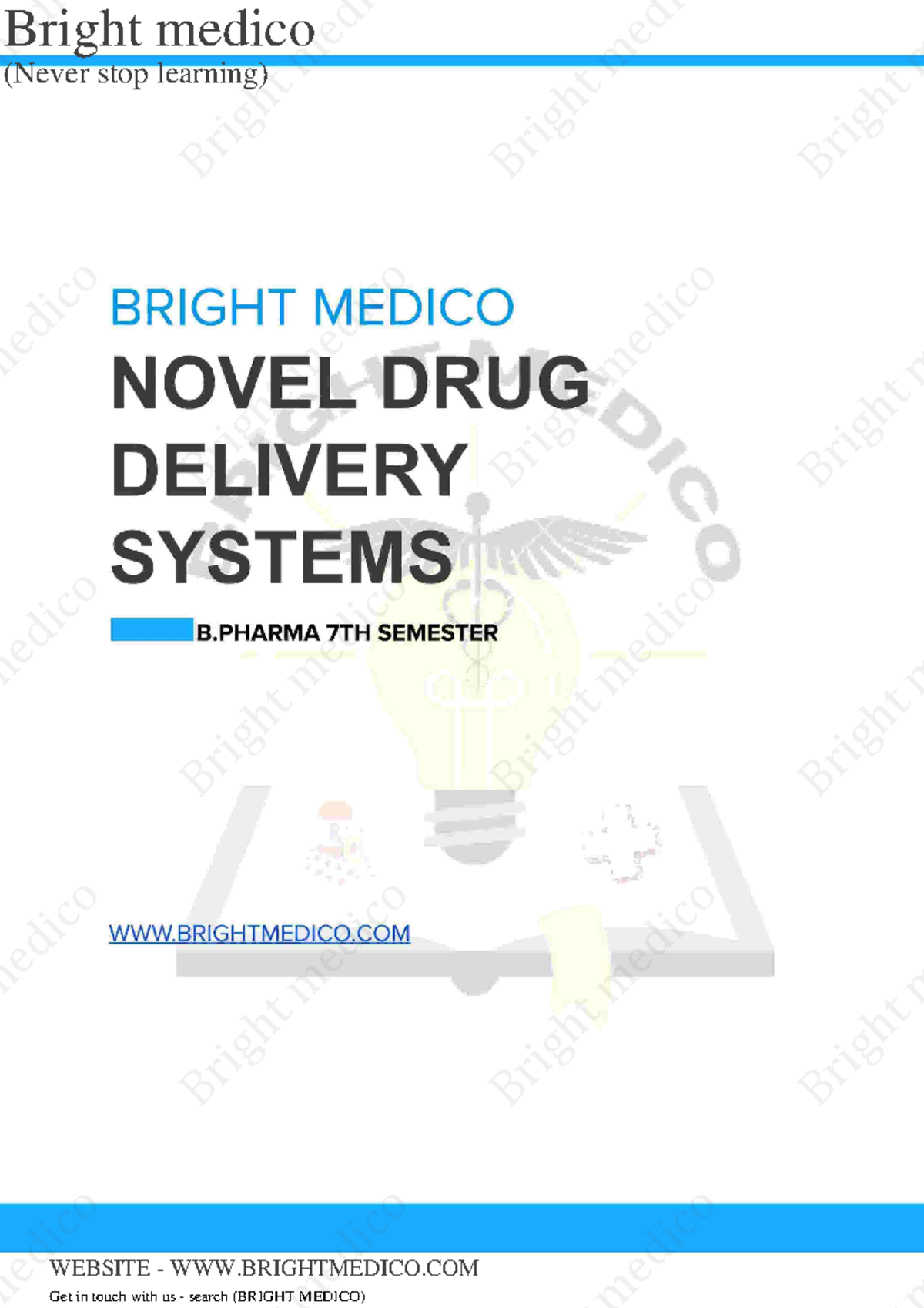 7th semester Novel Drug unit 1 B.pharma Bright Medico - Bright medico ...
