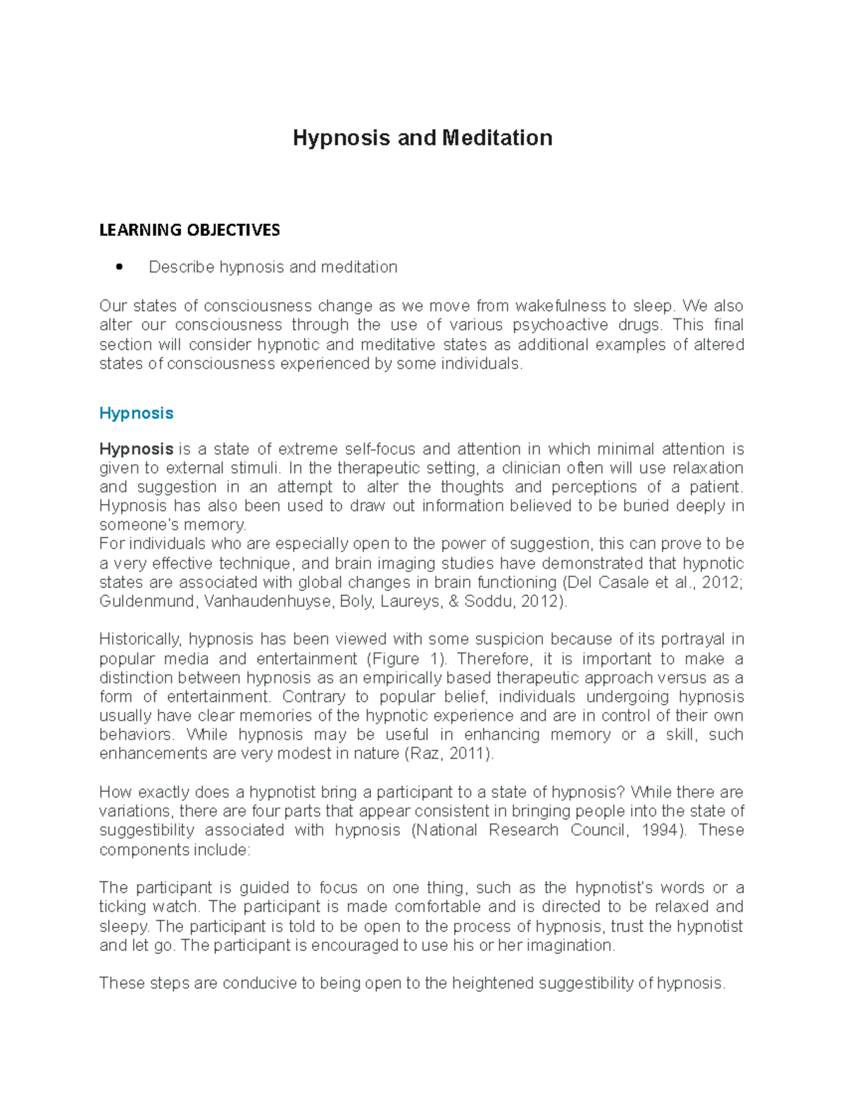 Hypnosis and Meditation - BS Psychology - PUP - Studocu