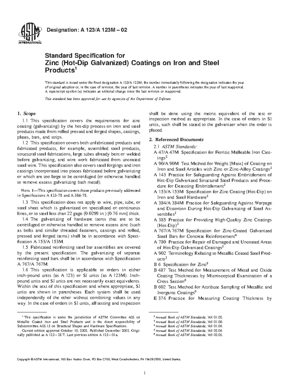 ASTM A123 p3 - Norma de galvanizado - Designation: A 123/A 123M – 02 ...