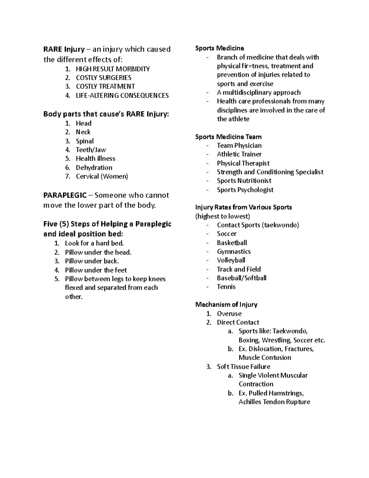 RARE Injury and Sports Medicine - RARE Injury – an injury which caused ...