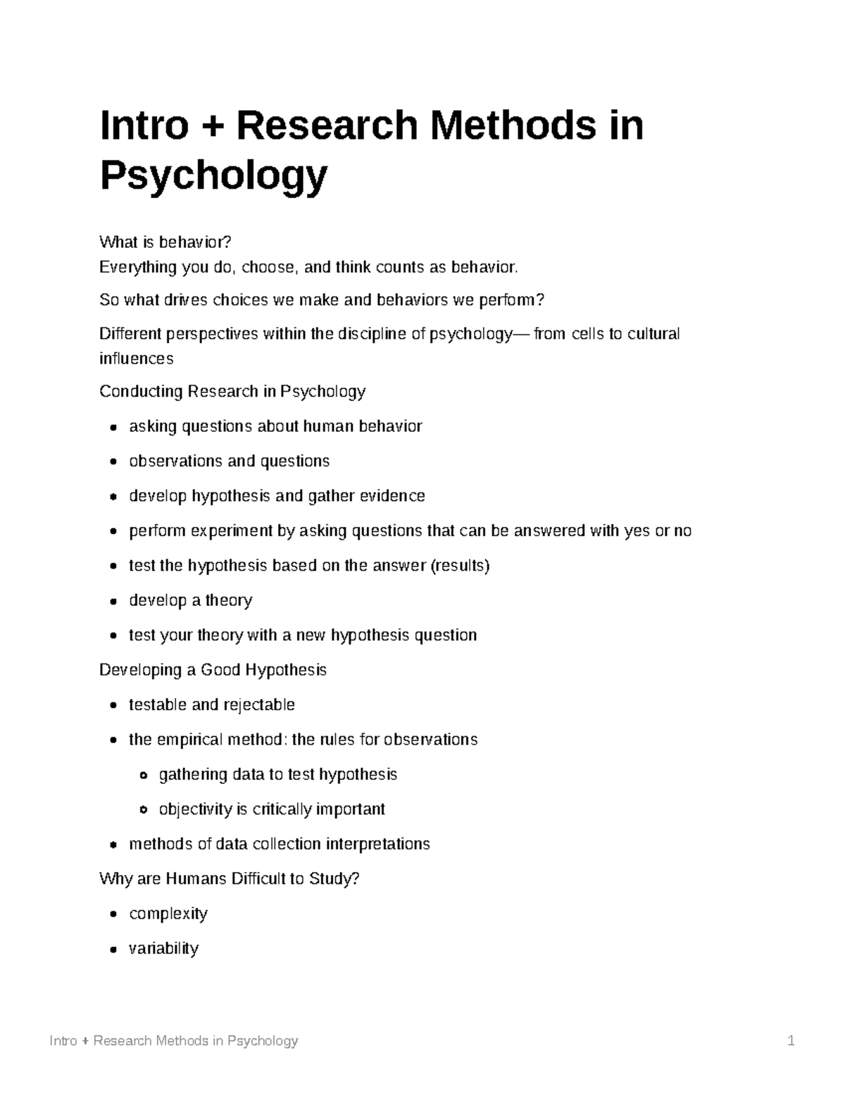 Intro Research Methods in Psychology - So what drives choices we make and behaviors we perform ...