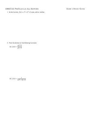 Calc 1 practice final 1 - AMAT 112: Calculus I Practice Final 1 Name: Instructor: Limits (1 ...