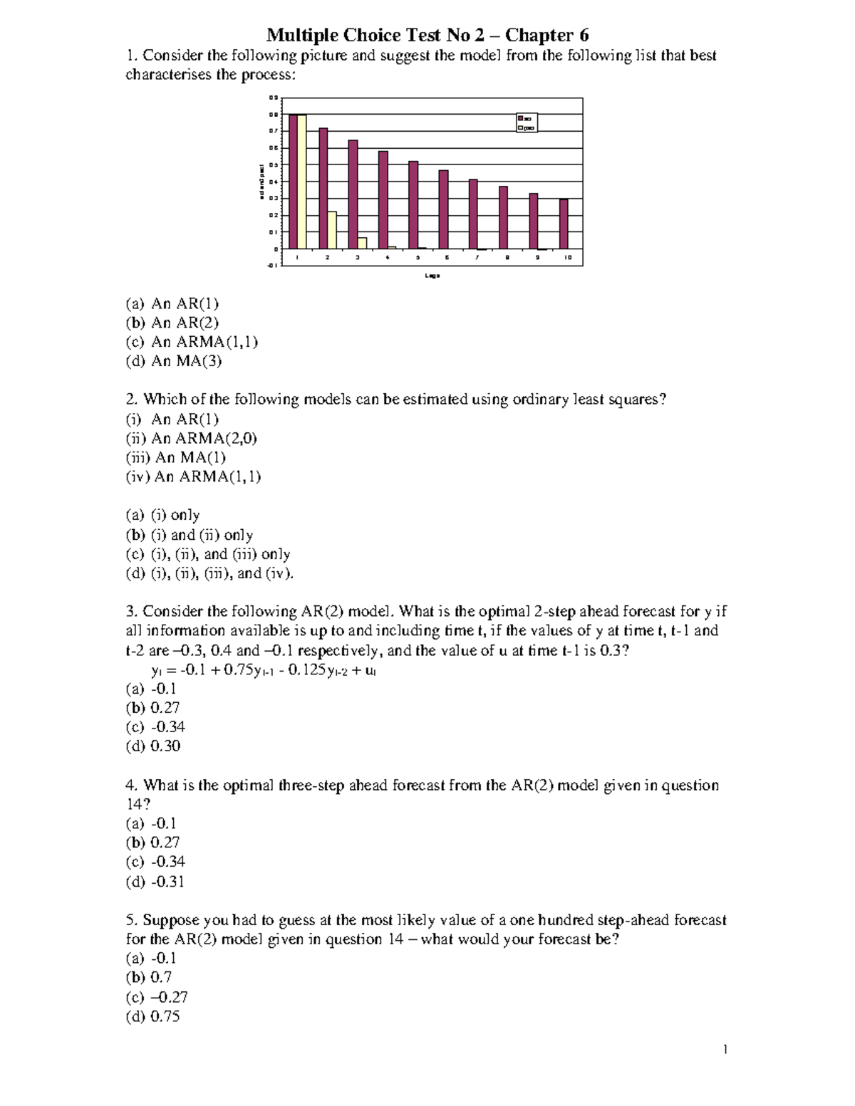 Test bank questions Chapter 6 PA part2 TS - 1 Multiple Choice Test No 2 ...