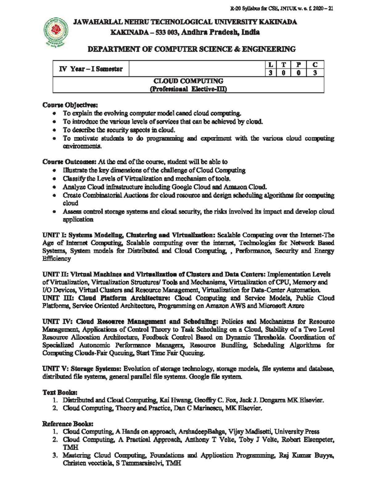 CC Syllabus - Syllabus for CSE, JNTUK W. e. f. 2020 HEHRU JAWAHARLAL ...