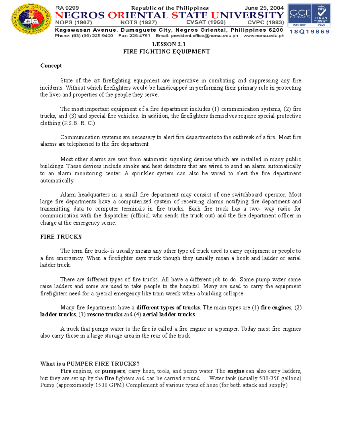 Lesson 2.1 Group 2 about fire composition - LESSON 2. FIRE FIGHTING ...