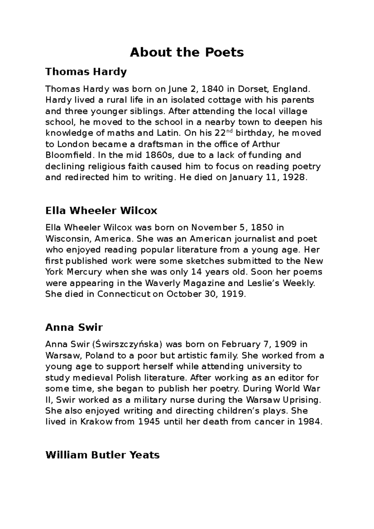 Poet biographiesPoet biographiesPoet biographies - About the Poets ...