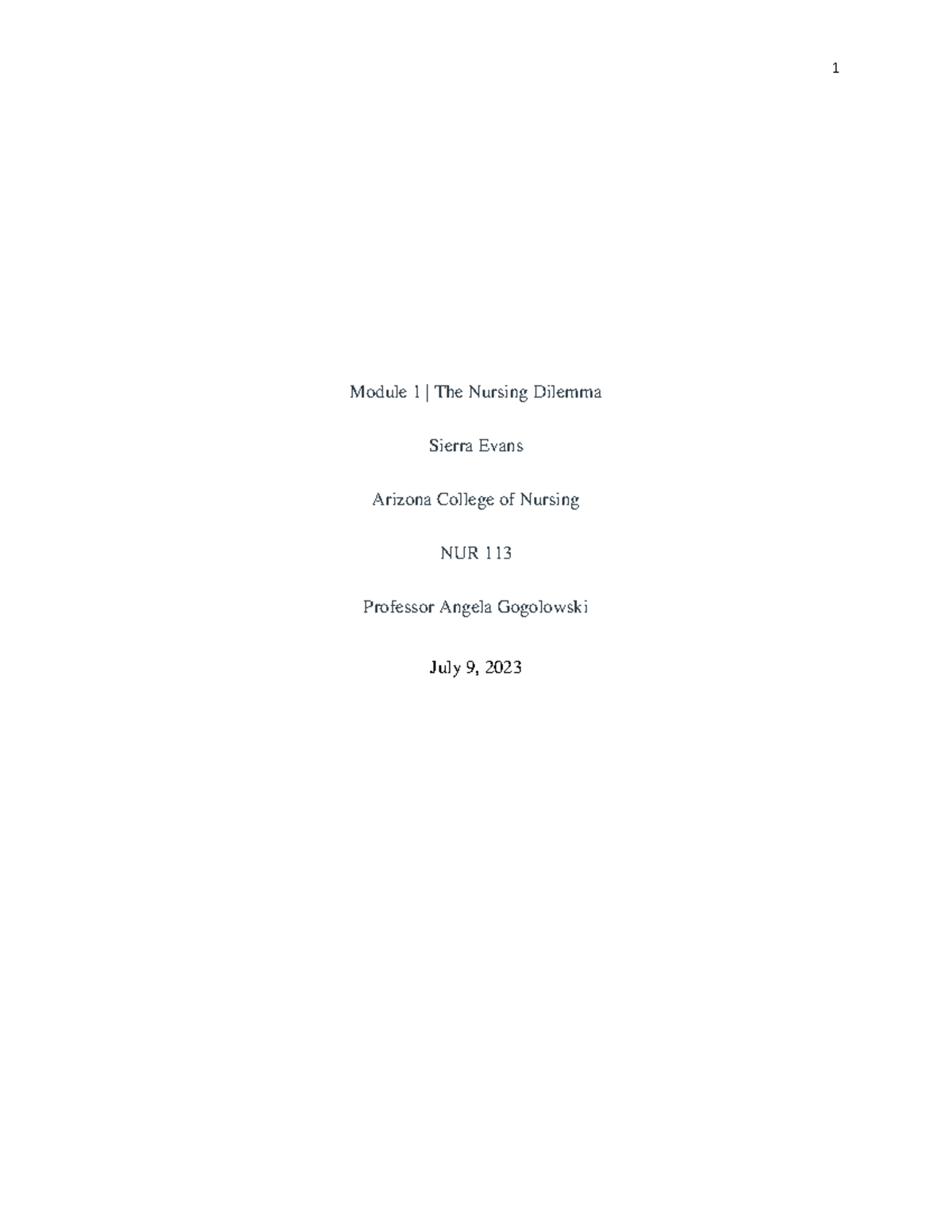 Nur 113 mod 1 - ethics assignment - Module 1 | The Nursing Dilemma ... Nur 113 mod 1 - ethics assignment - Module 1 | The Nursing Dilemma ...