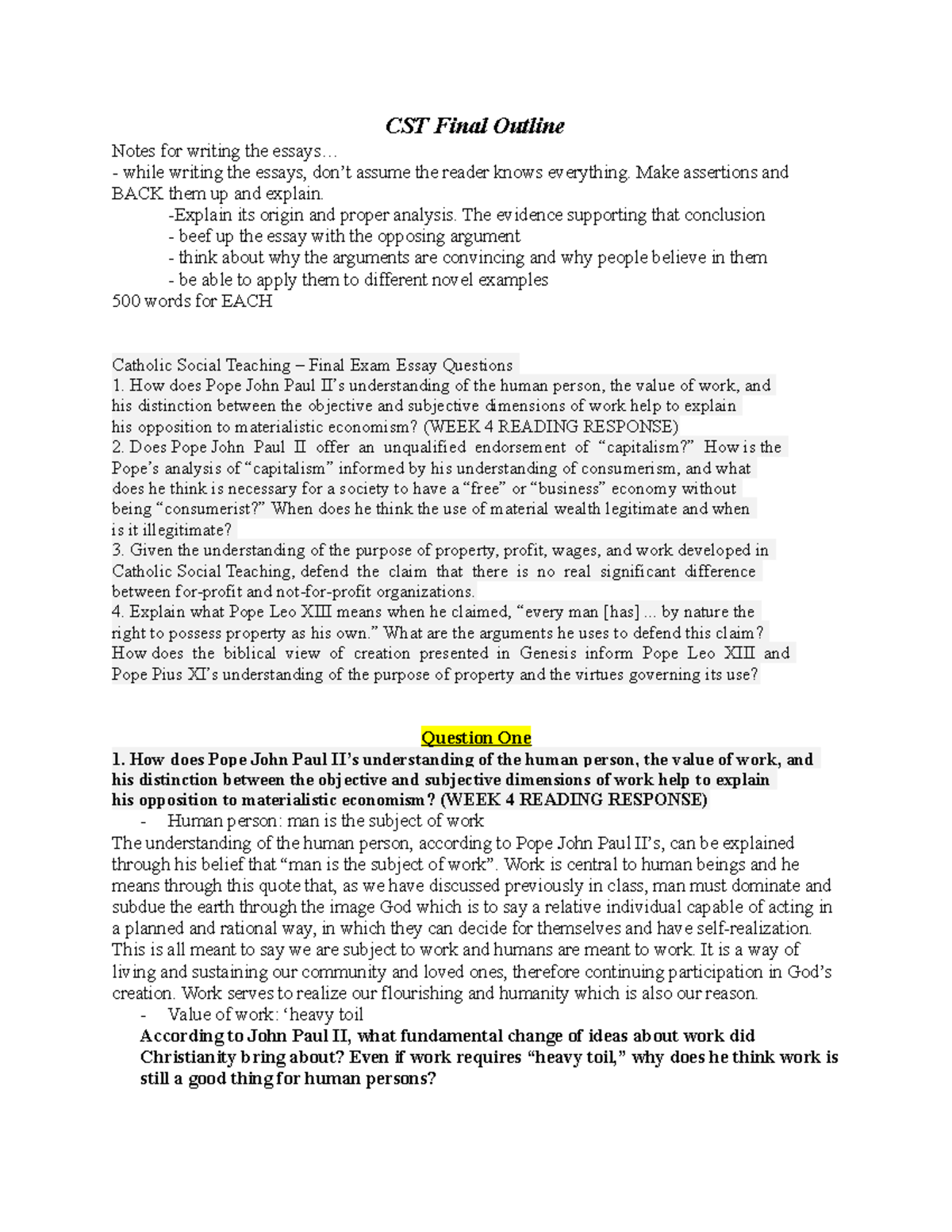 CST Final Notes - CST Final Outline Notes for writing the essays ...