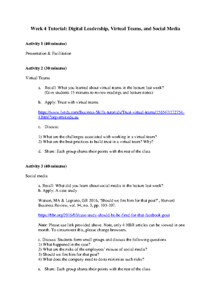 Week 3 Tutorial - tute - Week 3 Tutorial: Workplace Automation, Big ...