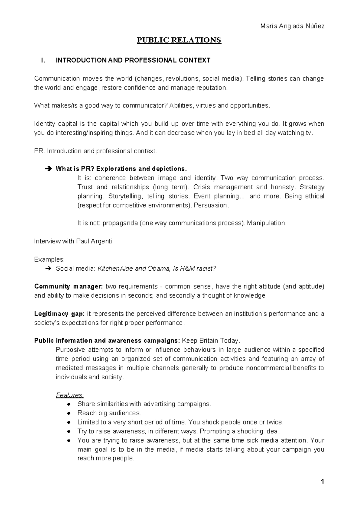 Introduction to Public Relations - PUBLIC RELATIONS I. INTRODUCTION AND ...