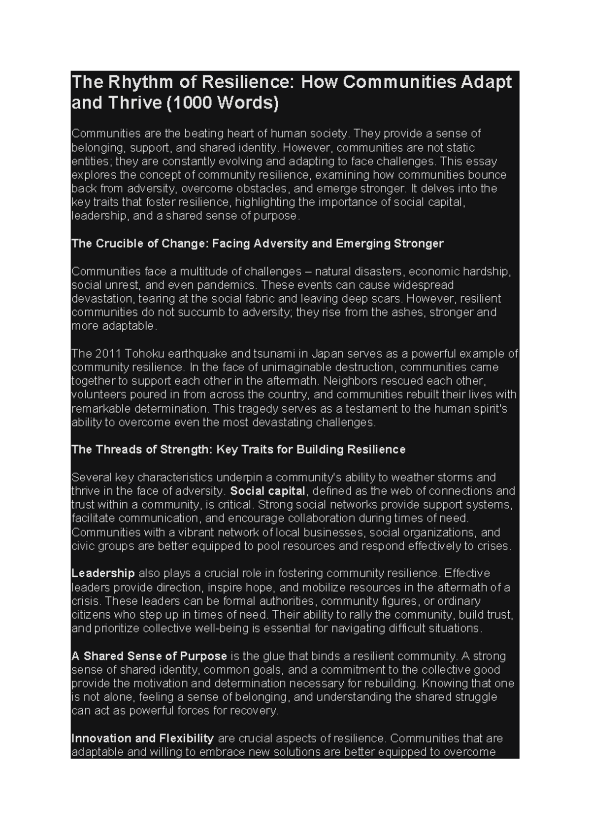 Rhythm of resilience - They provide a sense of belonging, support, and ...