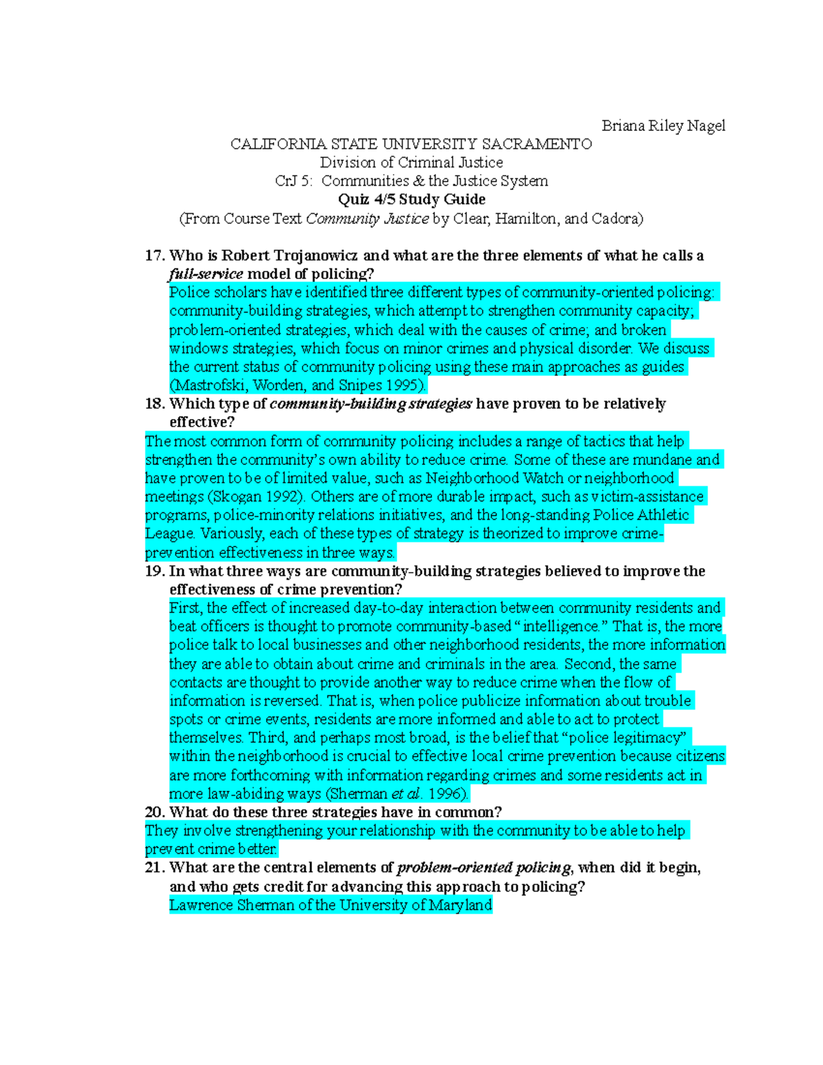 Quiz 4 and 5 Study Guide - Briana Riley Nagel CALIFORNIA STATE ...