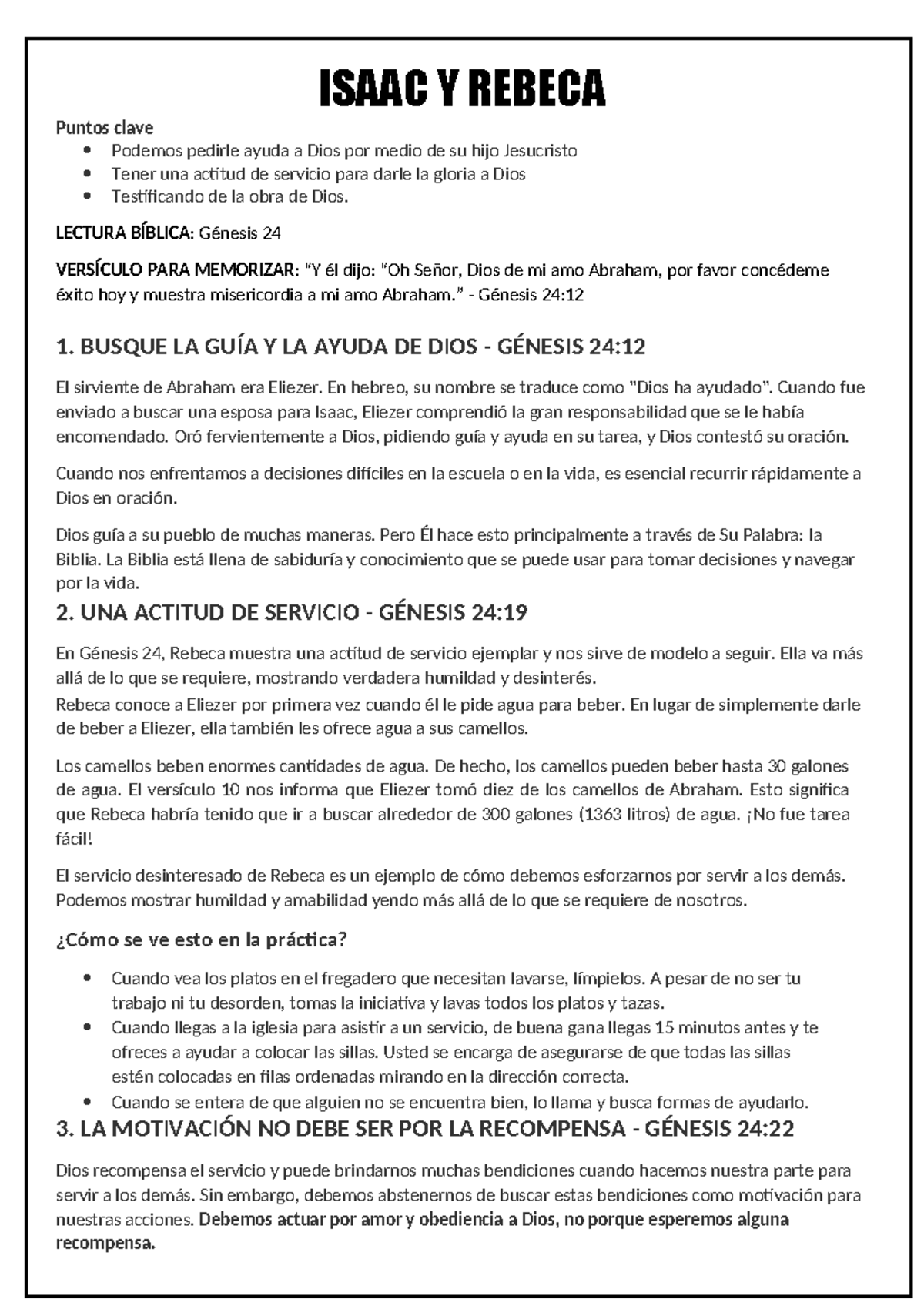 Isaac Y Rebeca - xxxxx - ISAAC Y REBECA Puntos clave Podemos pedirle ...