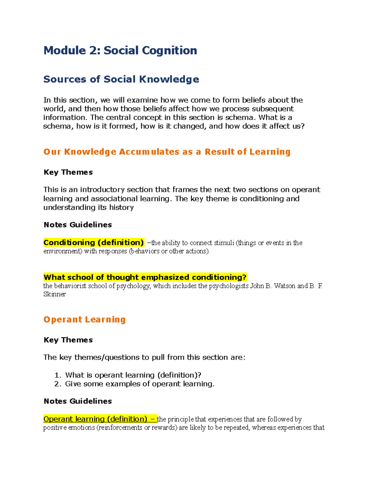 PSYC241 Mod2Notes - Lecture notes 2 - Module 2: Social Cognition ...