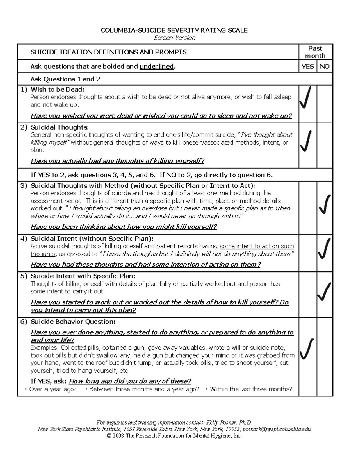 Columbia Suicide Severity Rating Scale - COLUMBIA-SUICIDE SEVERITY ...