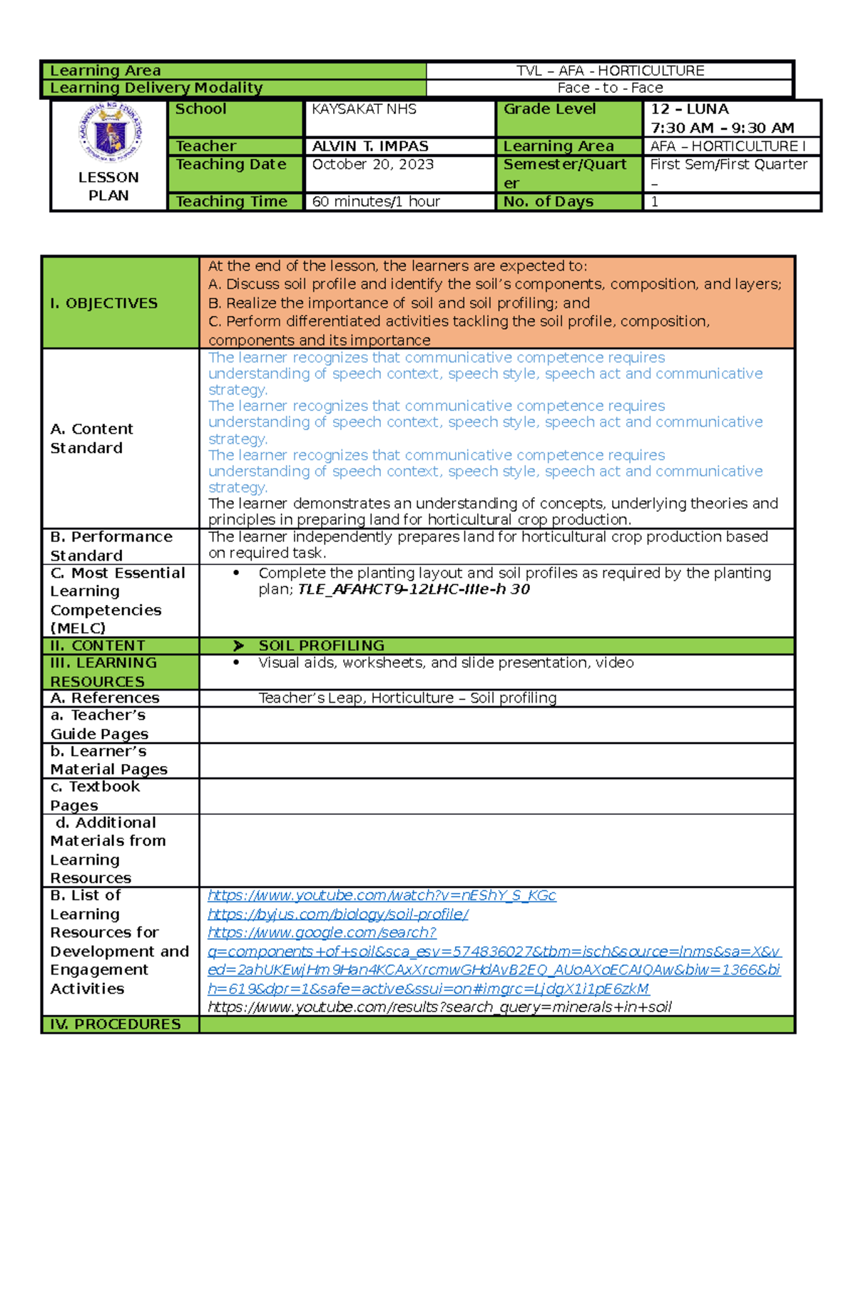 CO1 - Horticulture - Learning Area TVL – AFA - HORTICULTURE Learning ...
