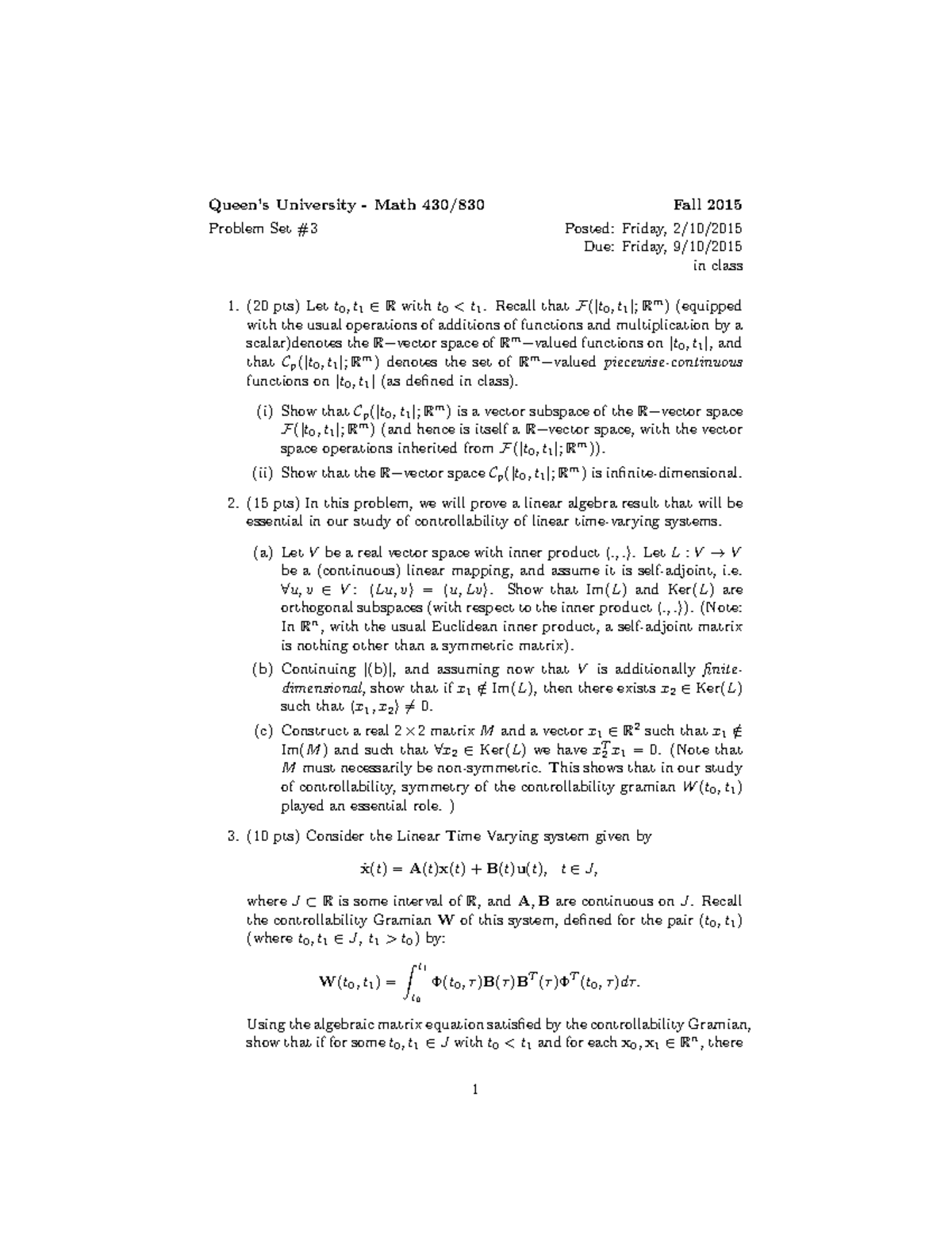 Seminar assignments - homework 3 solutions - University Math Problem ...