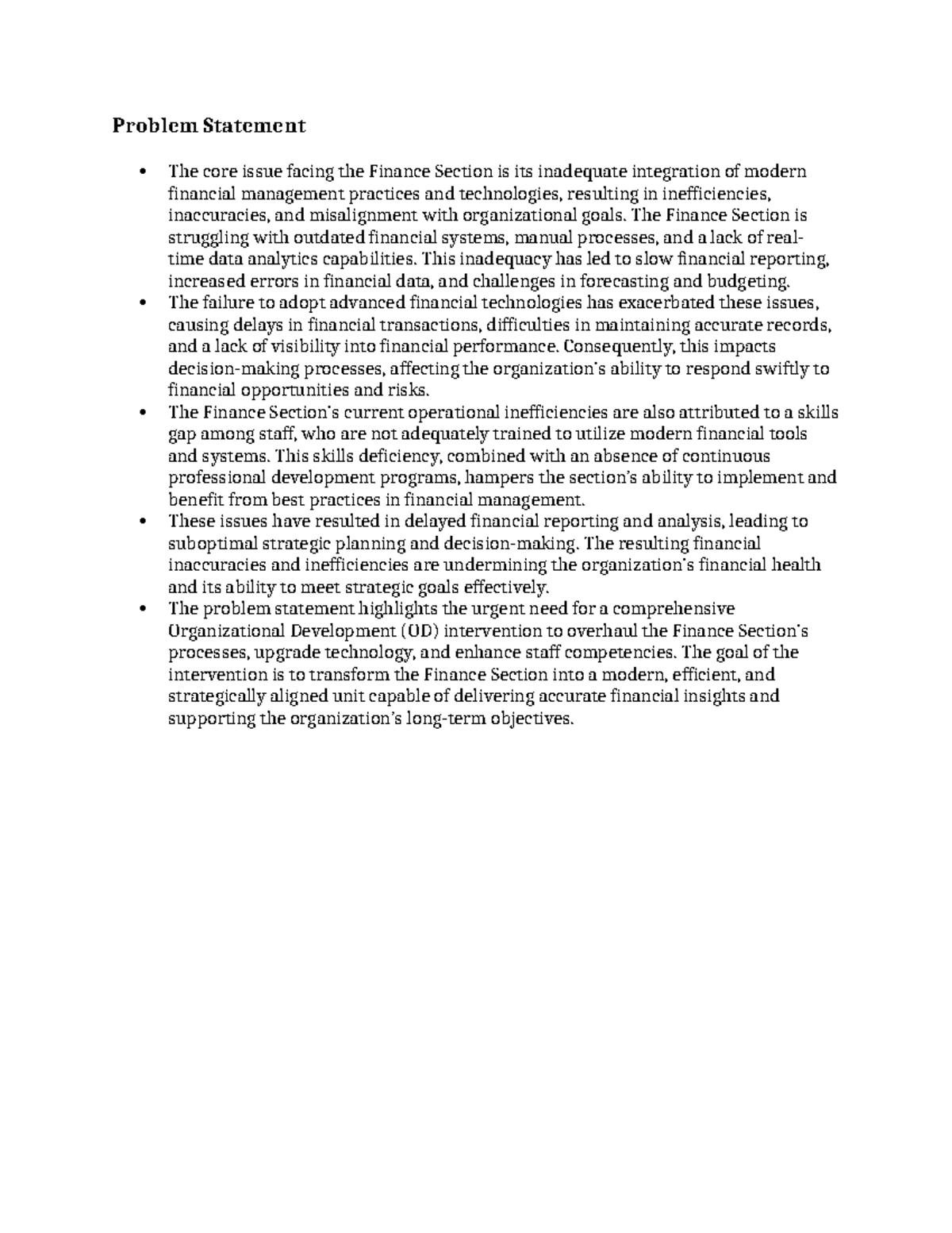 Problem Statement - N/A - Problem Statement The core issue facing the ...