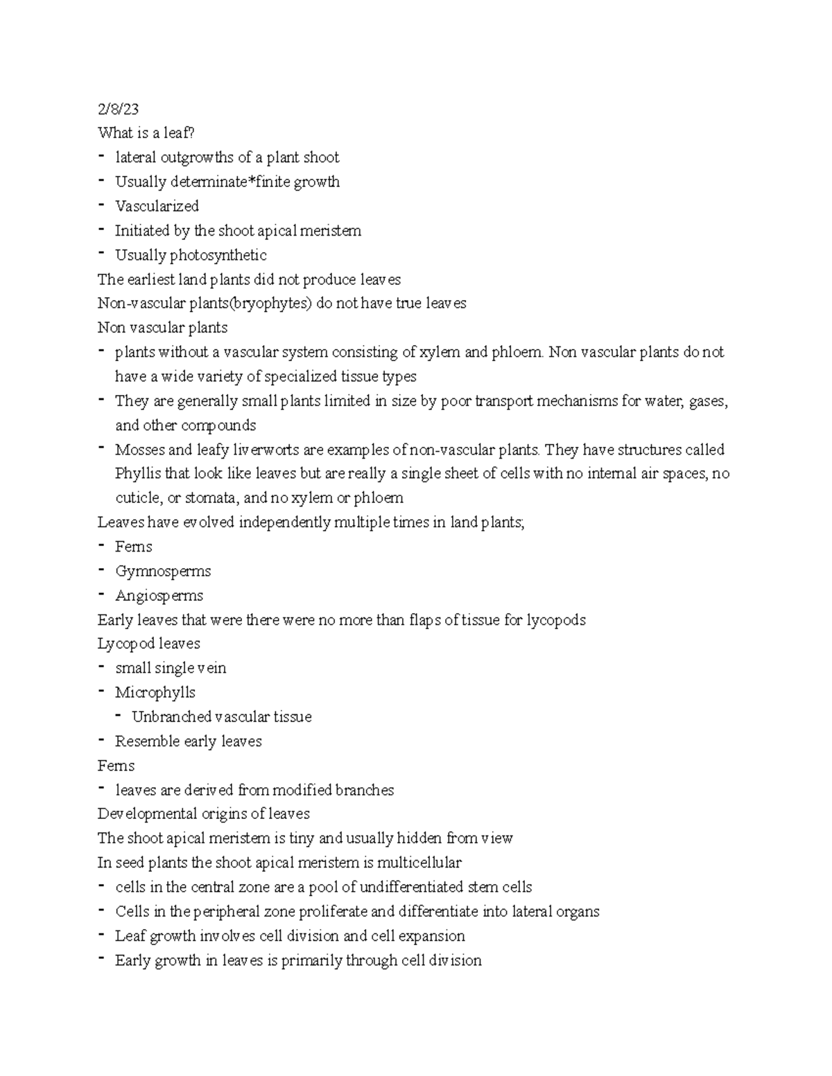 PBIO 004 2:8:23 - Lecture notes from 2/8/23 - Professor Mary Tierney ...