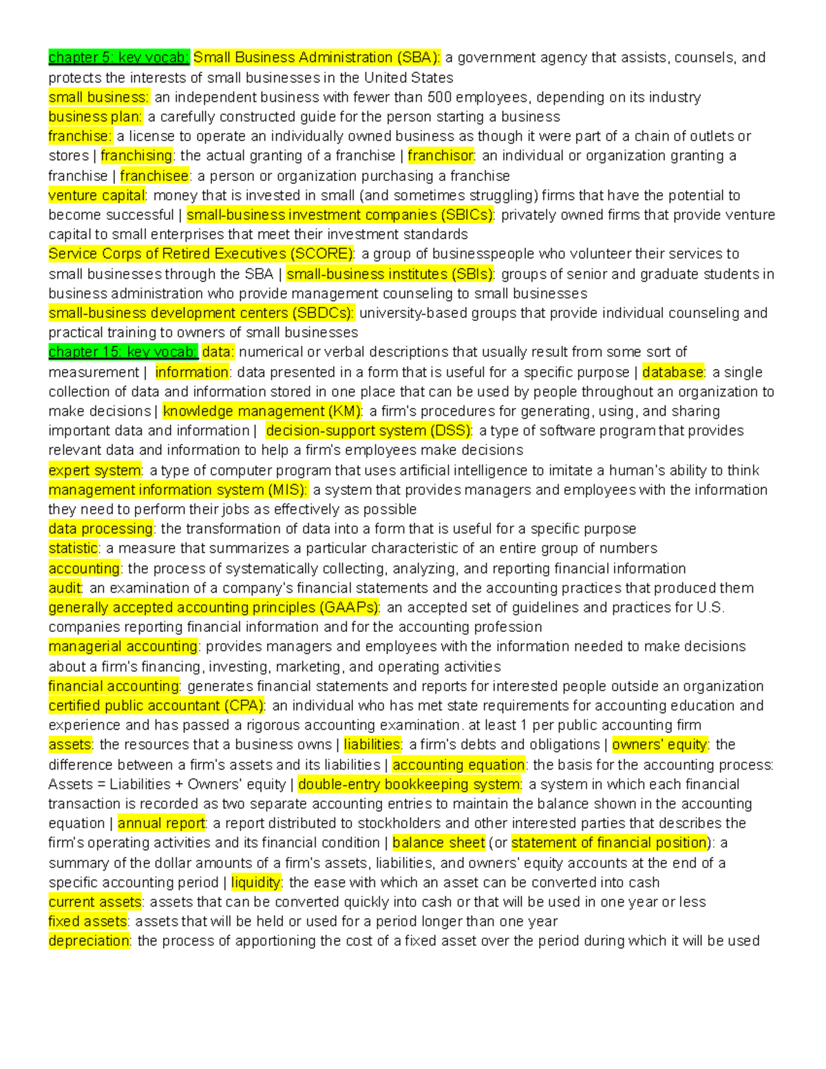 chapter 5 and chapter 15 key vocab - chapter 5: key vocab: Small ...