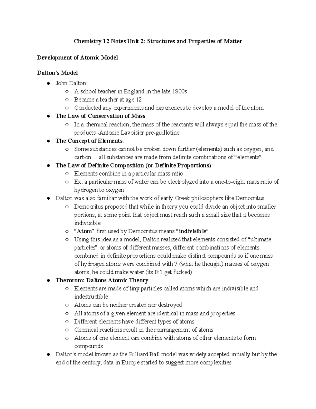Chemistry 12 Notes Unit 2 Structures and Properties of Matter - .. all ...
